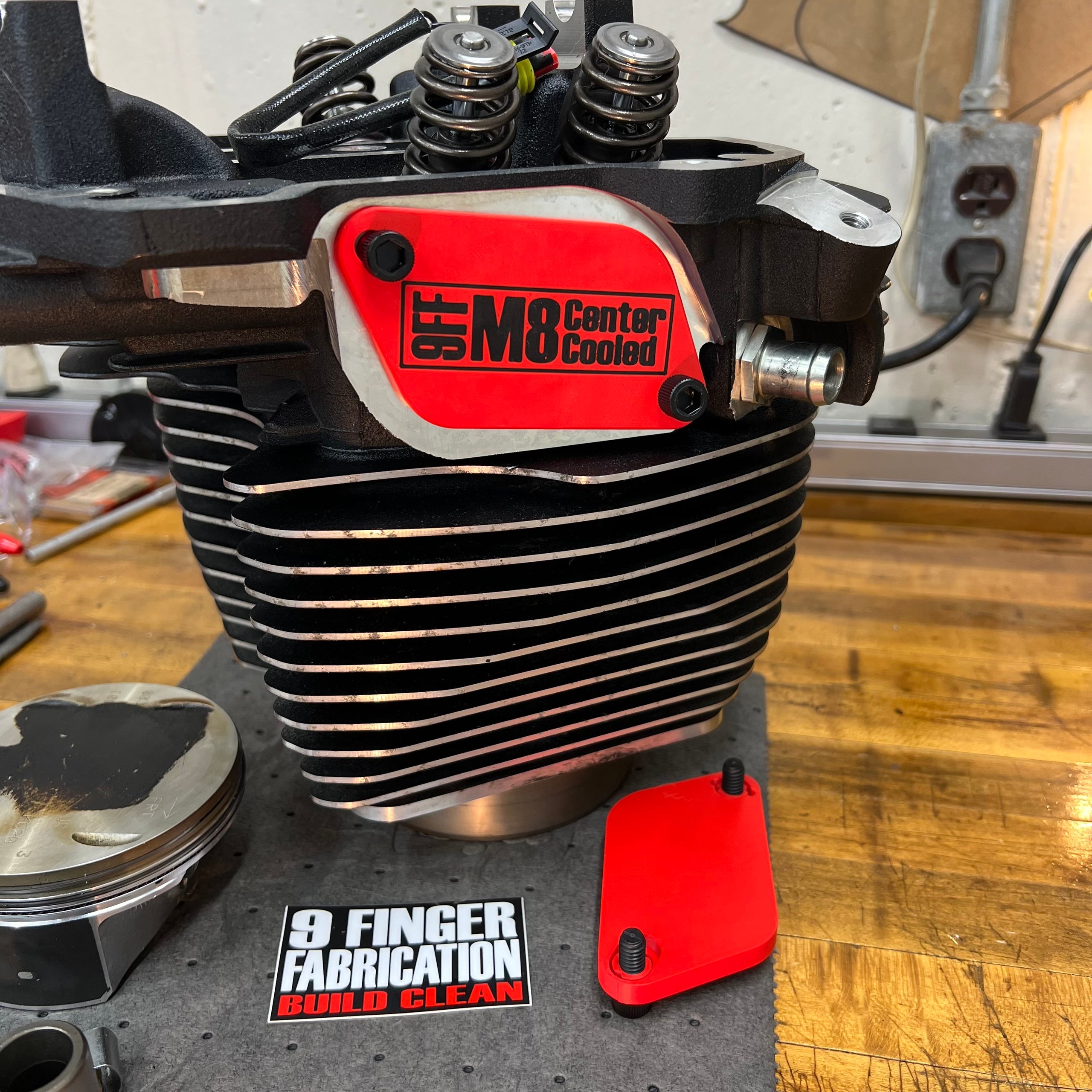 Center Cooled M8 Cylinder Head Intake Port Cover | 9 Finger Fabrication